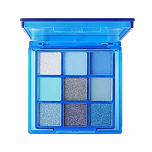 MEICOLY Blue Eyeshadow Palette,9 Colors Matte Glitter Eye shadow Palette,Metallic Silver Bright Waterproof Pressed Avatar Sally Makeup,Shimmer Pigmented Corpse Bride Eye Shadow for Halloween