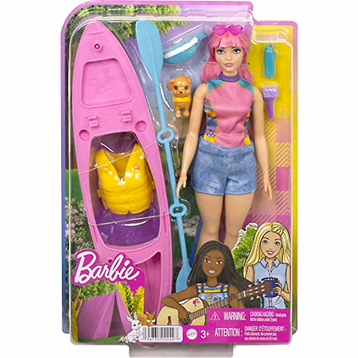 Barbie It Takes Two Doll & Accessories, Playset with Kayak, Puppy & Accessories, Daisy Doll with Curvy Body & Pink Hair