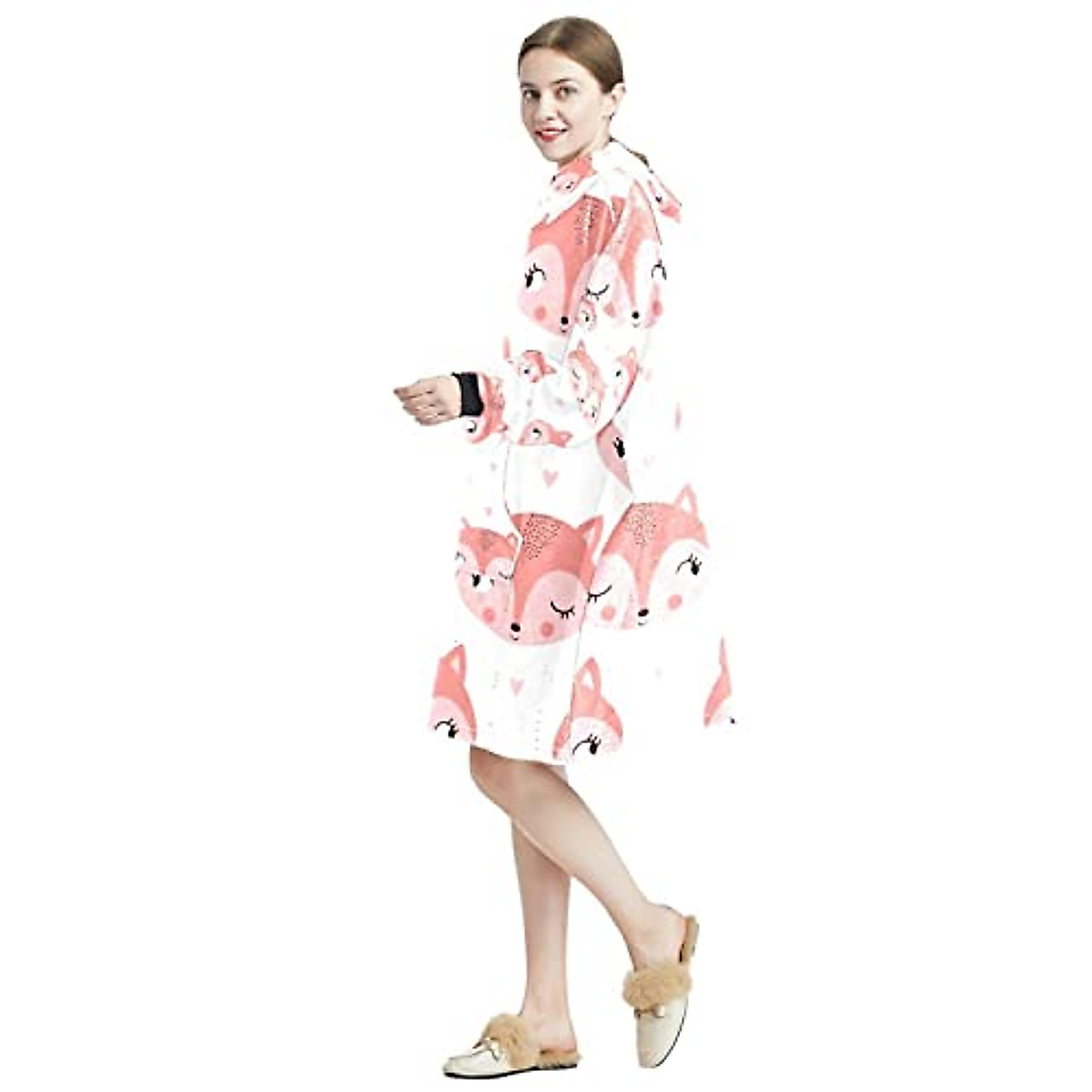 Wearable Blanket Hoodie,Oversized Hooded Blanket Sweatshirt,Foxes Animal