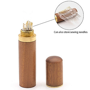 ForFine Needle Storage Portable Wooden Sewing Needle Case Pocket Box Handmade Craft Needle Holder for Store Embroidery Needle, Toothpick, Pill, Bead (5 Packs)
