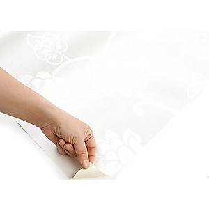 Peel and Stick Flame Retardation PVC Instant Floral Decorative Self-Adhesive Film Countertop Backsplash Grace White Pearl (MF5154-3 : 2.00 Feet X 6.56 Feet)