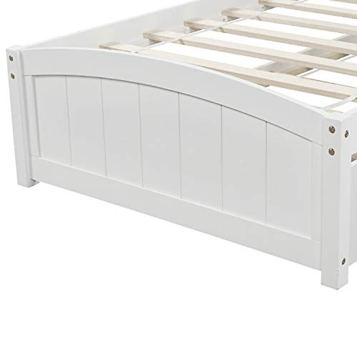 HSBD Twin Bed with Storage Drawers, Twin Size Platform Bed with 2 Drawers, Solid Wood Twin Bed with Headboard & Slat Support, No Spring Needed, Twin Storage Bed for Boys, Girls, Teens, Adults