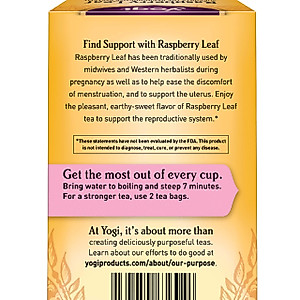 Yogi Tea - Raspberry Leaf Tea (6 Pack) - Supports the Female System - Uterus Support for Pregnancy and Menstruation - Caffeine Free - 96 Organic Herbal Tea Bags