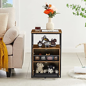 VECELO Night Stand, End Side Table with Storage Space and Door,Modern Nightstands for Living Room,Bedroom, Brown