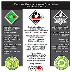 Floortex Polycarbonate XXL Office Mat 79" x 60" for Hard Floors, Clear, Model:FR1215020019ER