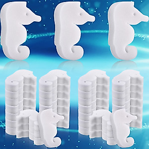 Remerry 40 Pieces Oil Absorbing Sponge Seahorse Shape Hot Tub Cleaning Sponge Floating Sponge for Swimming Pool, Spa, Hot Tub Supplies