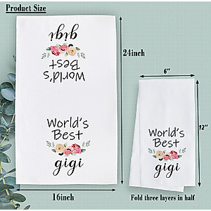 ZWZXR World's Best Gigi Kitchen Towels Dish Towels Dishcloth,Gigi Grandma Appreciation Decorative Absorbent Drying Cloth Hand Towels Tea Towels for Bathroom Kitchen,Grandma Gigi Birthday Gifts