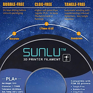 SUNLU PLA+ Filament 1.75mm 10KG PLA Plus 3D Printing Filament for 3D Printer & 3D Pens Tolerance Accuracy +/- 0.02 mm, 11x1KG (10 Colors)