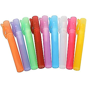 10ml Pen Clip Fine Mist,10 Pcs Plastic Frosted Atomizer Vials Empty Portable Refillable Pump Spray Bottle Perfume hand Sample Tube Travel Makeup Container (Color Random)