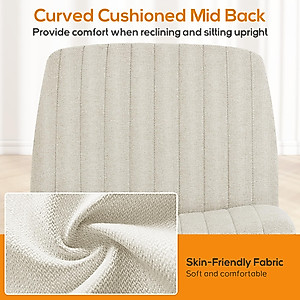 DUMOS Cirss Cross Chair Legged Office Wide Comfy Desk Seat, No Wheels Armless Computer Task Seating, Swivel Vanity Home Height Adjustable