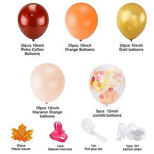 Little Pumpkin Autumn Party Balloon Garland Arch, Fall Baby Shower Gold Orange Balloons Maple Leaves For Fall Theme Bridal Shower Thanksgiving Wedding Engagement Birthday Party