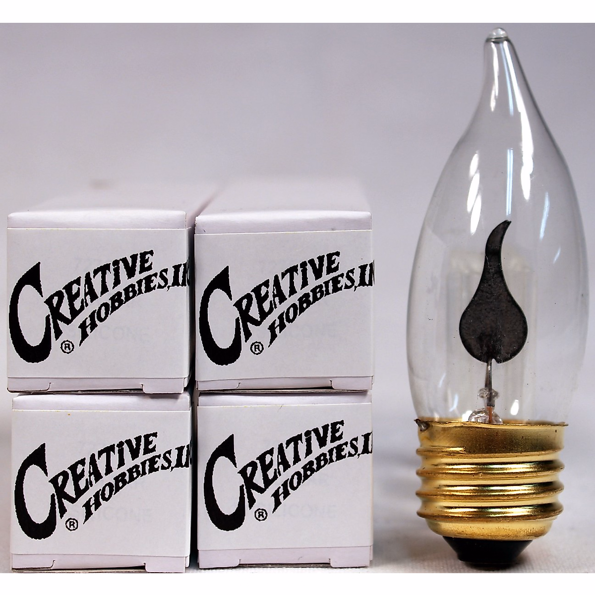 Creative Hobbies® 10J Flicker Flame Light Bulb -Flame Shaped, E26 Standard Base, Flickering Orange Glow - Box of 5 Bulbs