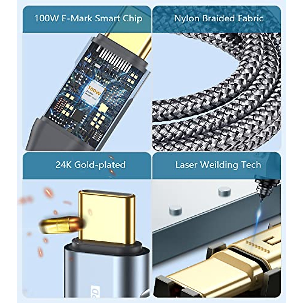 USB-C to USB-C Cable 6.6FT PD 100w MacBook iPad Pro/Air Charger 2 in 1 USB A/C to USB-C Nylon Braid Cord for iPad Pro Air 4 5 Mini 6, Samsung Galaxy S23 S22 S21 S20 S10 Note 20 10 LG Moto Pixel PS5
