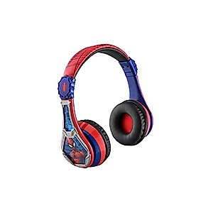 eKids Spiderman Wireless Bluetooth Portable Headphones with Microphone, Volume Reduced to Protect Hearing Rechargeable Battery, Adjustable Kids Headband for School Home or Travel