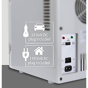 Coca-Cola Diet Coke 4L Mini Fridge Cooler/Warmer 12V DC 110V AC 6 Can Portable Personal Travel Refrigerator for Snacks Drinks Cosmetics Desk Home Office Dorm Gray with Iconic Design & Chrome Accents