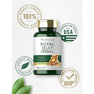 Carlyle Royal Jelly Capsule | 2500mg | 120 count | Non-GMO and Gluten Free Formula | Traditional Supplement
