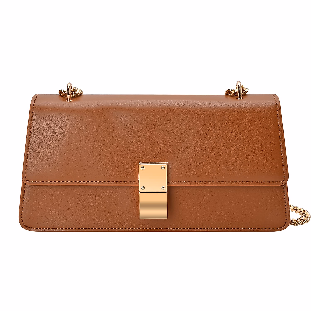 GM LIKKIE Crossbody Shoulder Bag for Women, Medium Ladies Clutch Purse, Trendy Y2K PU Leather Handbag (Brown)