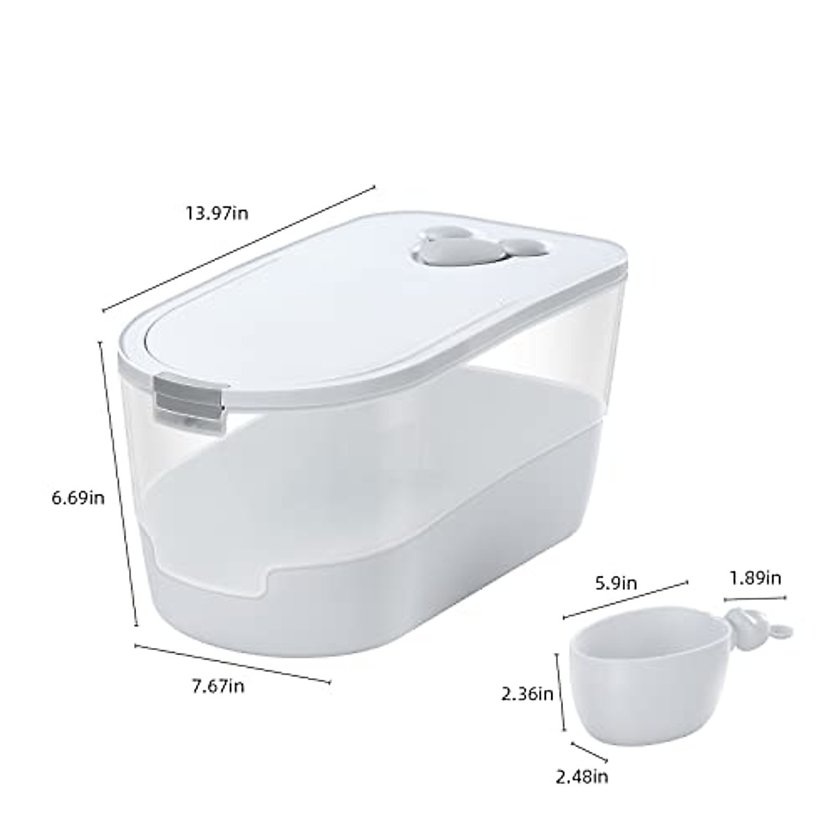 funest Large Food Storage, Cartoon Food Containers, 8lb Food Storage Bins with Lids and Scooper, NO BPA, Kitchen Storage Containers to Store Dry Food, Dog Food Storage Container (13.97 x 7.67 x 6.29)