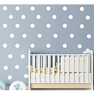 80pieces/ Set 4.8cm Polka dot Wall Sticker -Easy Peal & Stick- Environmental Removable Kids Nursery Room Decor Decal Sticker (White)