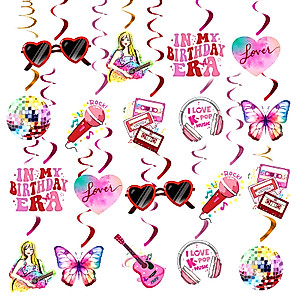 20pcs Birthday Party Decorations Singer Theme Party Supplies Hanging Swirls for Girls Birthday Decorations