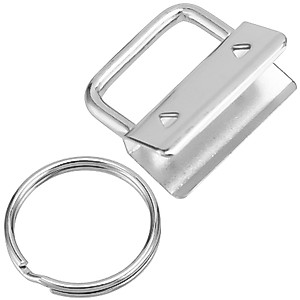 HOZEON 150 Pack 1 Inch Key Fob Hardware with Key Rings, Key Chain Fob Wristlet Bulk Key Lanyard for Key Chain Making, Bags, Hand Craft, Silver