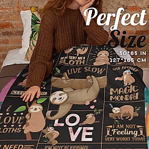 InnoBeta Sloth Throw Blanket, Sloth Gifts for Women Adults and Kids, Flannel Blankets for Sofa Couch Bed, Christmas, Birthday, Thanksgiving, 50" x 65"