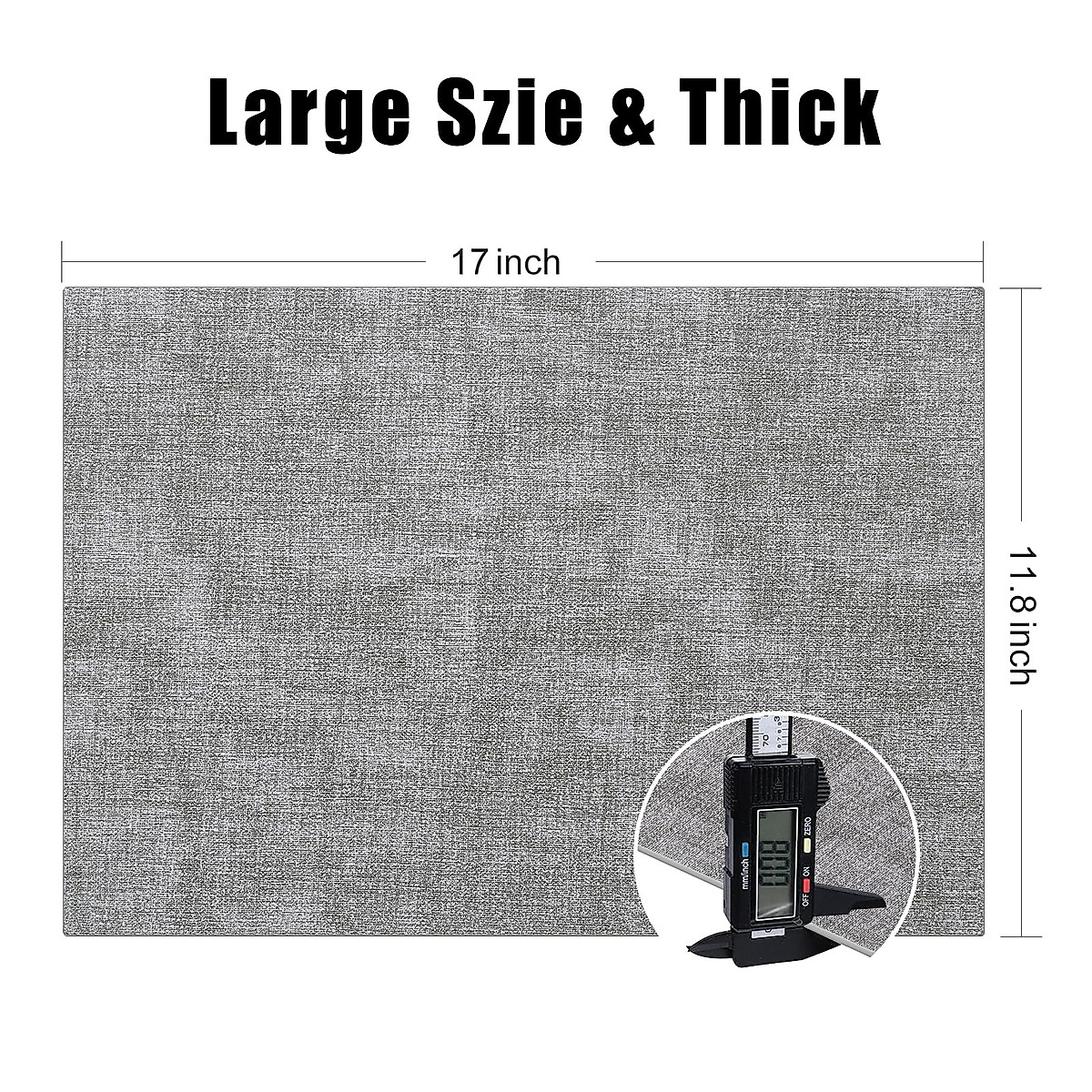 Homaxy Faux Leather Heat Resistant Placemats for Dining Table Set of 6, Waterproof Wipeable Washable PU Table Mats, Easy to Clean Anti-Slip Place Mats, 11.8" x 17", Light Grey