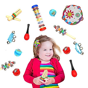 Kids Musical Instruments Toys Set: Baby Music Toys Montessori Percussion for Toddlers - Preschool Educational Musical Toys Set for Boys and Girls with Storage Bag (Red)