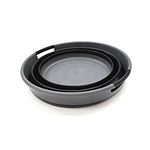 SAMMART 13L (3.4 Gallon) Collapsible Round Tub - Foldable Storage Container/Organizer - Portable Washing Bin - Space Saving Laundry Hamper/Basket, Water Capacity 10L (2.64 Gallon) (Black)