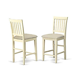 East West Furniture Vernon Counter Bar Stool-Pub Height Wooden Chairs, Set of 2, Buttermilk & Cherry