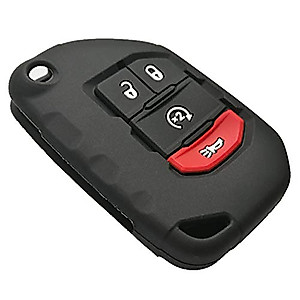 For Jeep 2018 2019 Wrangler JL JLU Rubicon 2020 2021 Jeep Gladiator JT 68292944AA Remote Control 4 Buttons Flip Key Fob Cover Case Bag Holder Jacket Black Rose