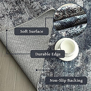 QD-Udreamy 5x7 Area Rugs, Machine Washable Rug 5' x 7', Ultra-Thin Abstract Modern Area Rug Stain Resistant Anti Slip Backing Rugs for Living Room Bedroom