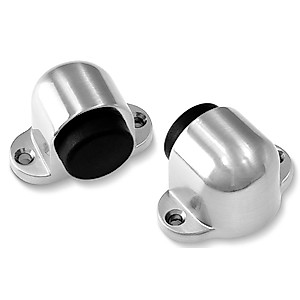 PHITUODA 1.3 Inch / 33mm Heavy Duty Floor Door Stopper, Floor Mount Door Stop with Silent Rubber Bumper, Stainless Steel Brushed Finish - Pack of 1