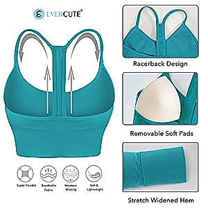 Evercute Racerback Sports Bras Padded Y Racer Back Cropped Bras for Yoga Workout Fitness Low Impact