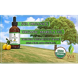 SVA ORGANICS Marula Oil Organic USDA 4 Oz Pure Natural Cold Pressed Carrier Unrefined Luxury Oil for Face, Body, Lips, Hair, Nails, Shampoo, Conditioner, Lotion, Face Serum