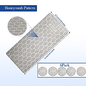 6 Pcs Diamond Sharpening Stone Honing Stone Lapping Plate Diamond Sharpening Plate Fine Coarse Diamond Stone for Kitchen Blade Blunt Edges Chisel, 5.9 x 2.48 Inch, 200, 400, 600, 800,1000, 1200 Grit