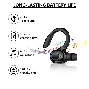JAKPAK Bluetooth Earpiece for iPhone 13 Pro Max Wireless Bluetooth Headset V5.2, Driving Earpiece with Mic for Driving/Business/Office, Hands-Free Earphones for Galaxy S22 Ultra (Only for Right Ear)