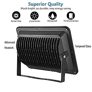 Missbee Super Bright 200W LED Flood Light, 22000lm Outdoor Landscape Flood Light, Security Light , 2800-3000K, Work for Garage, Garden, Lawn,Yard and Playground (Warm White)