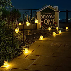 ROSHWEY Solar Lantern, 2 Pack Garden Decor Waterproof Outdoor Lanterns with 30 LED Christmas Decorations Solar Lights Patio Hanging Lights for Backyard Fence Pathway, Warm White