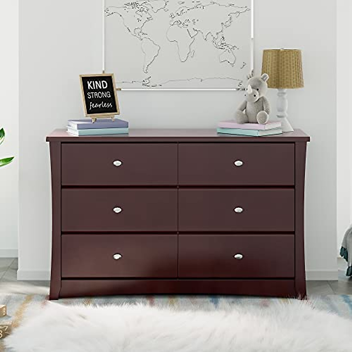 Storkcraft Crescent 6 Drawer Double Dresser (Espresso) – GREENGUARD Gold Certified, Dresser For Nursery, 6 Drawer Dresser, Kids Dresser, Nursery Dresser Drawer Organizer, Chest of Drawers