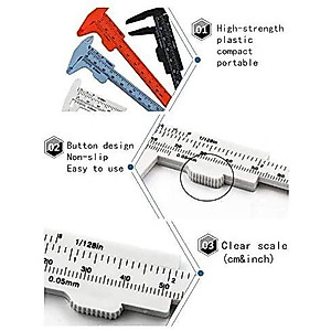 4pcs 0-80mm Double Rule Scale Plastic Vernier Caliper Measuring Student Mini Tool Ruler（White/Blue/Black/red）