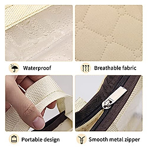 Handbag Storage Organizer 2 Pack, Clear Purse Storage Organizer for Closet, Clear Dust Bags for Handbags, Purse Cover Hanging Closet Organizer with Zipper, Handles and Purse Hook - XL, Cream