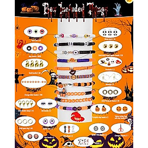 Goldwise Halloween Beads Friendship Bracelet Kit,2 Boxes with Halloween Clay Beads and Orange Letter Beads (A-Z) for Jewelry Making, Varieties of Halloween Charms Jewelry Making,DIY Crafts for Gifts