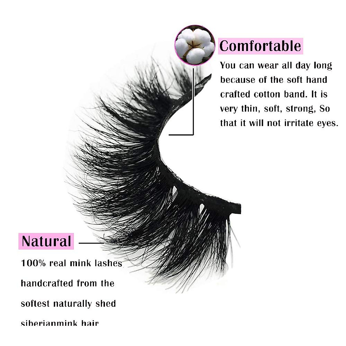 GOO GOO Mink Lashes 16mm Bushy Siberian Mink Fur False Eyelashes Hand Made Strips Real 3D Mink Eyelashes Natural Soft Curl Fake Eyelashes Reusable Make Up Eyelahses 1 Pair