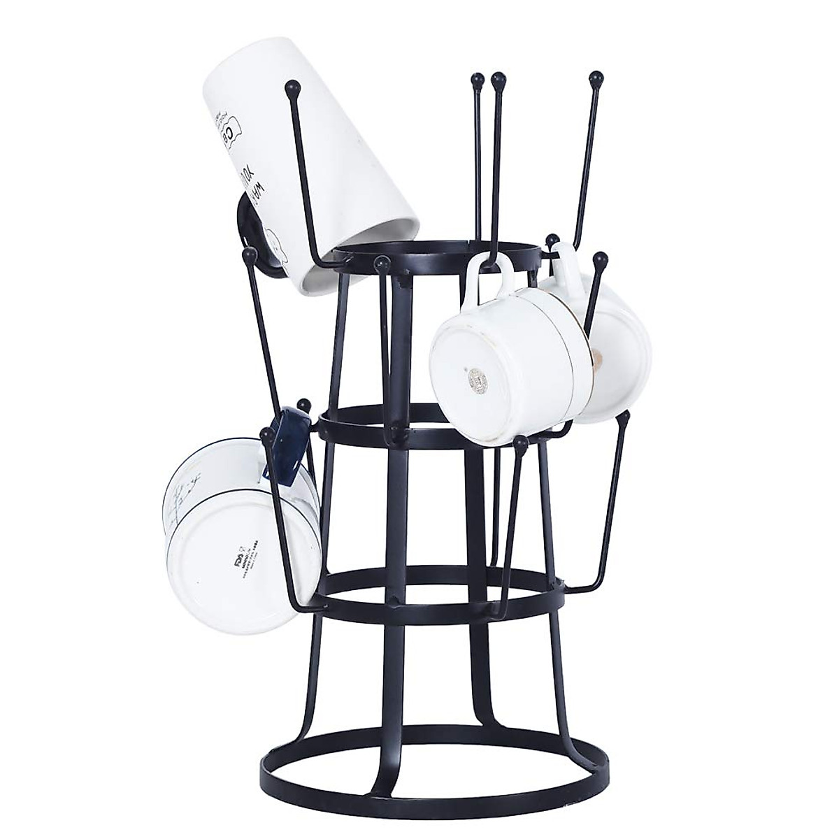 Storage Shelf, Stylish Steel Mug Tree Holder Organizer Rack Stand (Black) (US Stock)