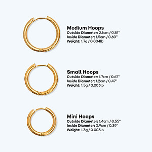 14k Gold Plated Hoop Earrings for Women Trendy Waterproof Sweatproof No Tarnish Jewelry Hey Harper