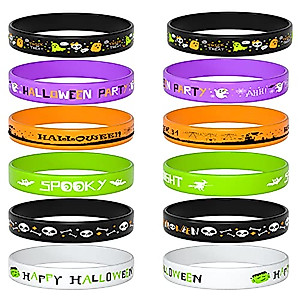 FEPITO 36Pcs Halloween Silicone Wristbands Halloween Party Goodie Bag Filler Trick or Treat Gifts, 6 Styles