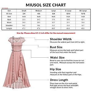 Miusol Women's V Neck Elegant Lace Ruffle Bridesmaid Maxi Dress (Large, Pink)