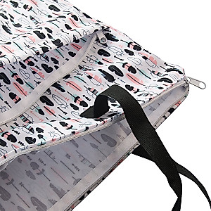 ALVABABY 2 Pack Large Wet Dry Bag Waterproof Hanging Cloth Diaper with Double Zippered Pockets 25x18 inches (Feather & Stripe)