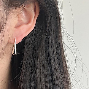 Harlorki Women Lady's 925 Silver Plated Shiny Teardrop Shape Hook Drop Dangle Earrings Fashion Costume Jewelry for Wedding Party Casual Daily Wear